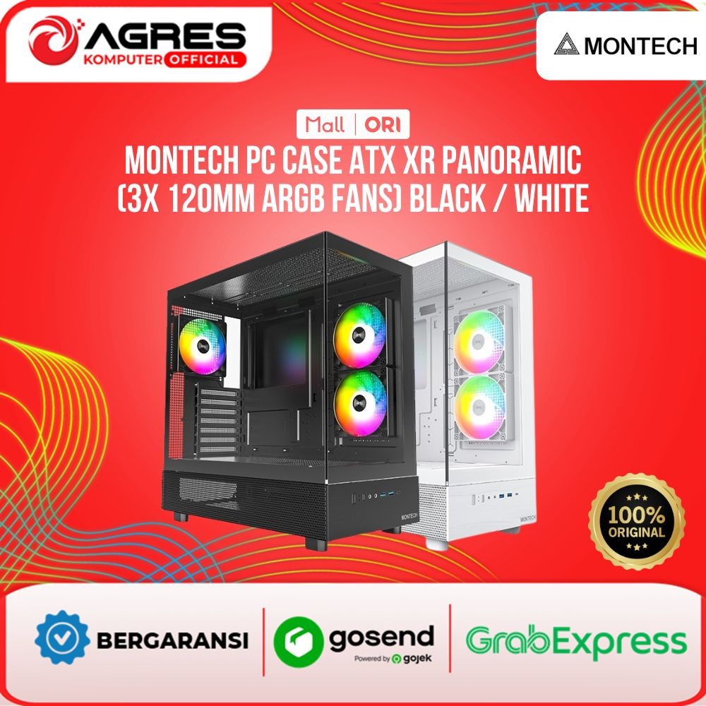 Jual MONTECH PC CASE ATX XR PANORAMIC (3X 120MM ARGB FANS) BLACK ...