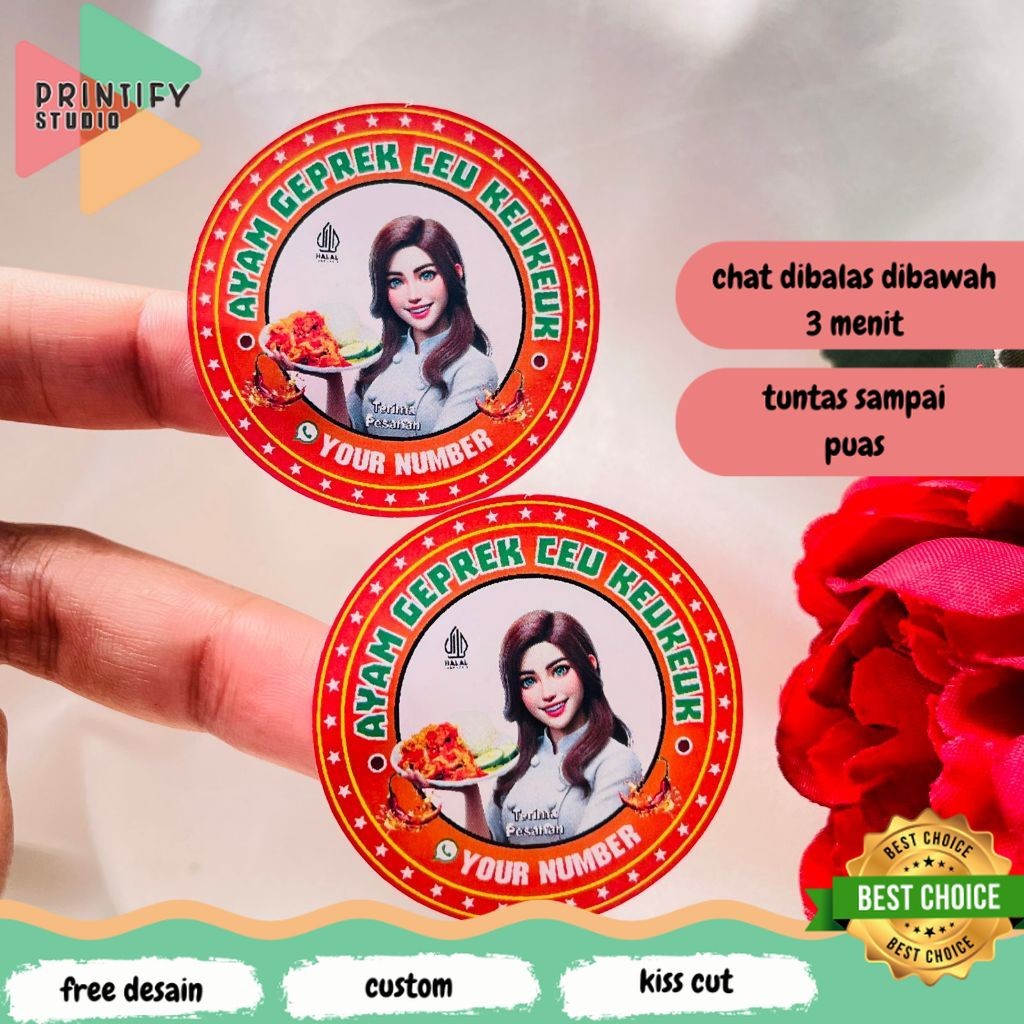 Jual Printify 5-8 Ready Stiker Label Makanan Berat Ayam Geprek Goreng ...