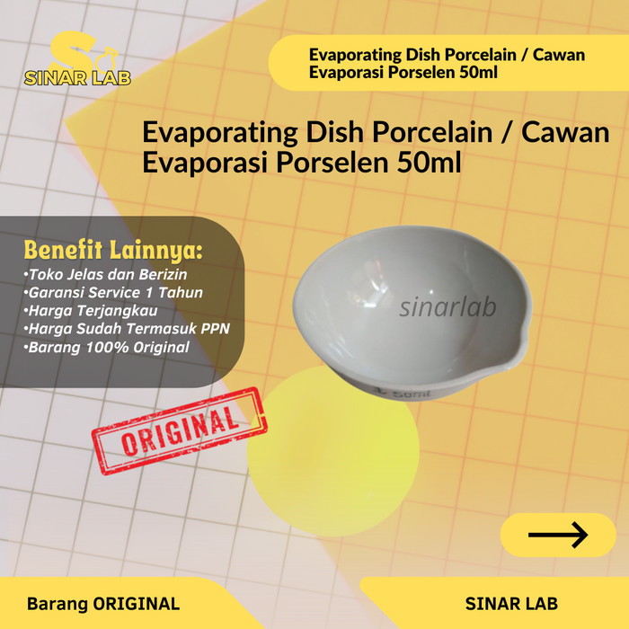 Jual Evaporating Dish Porcelain / Cawan Evaporasi Porselen 50ml ...