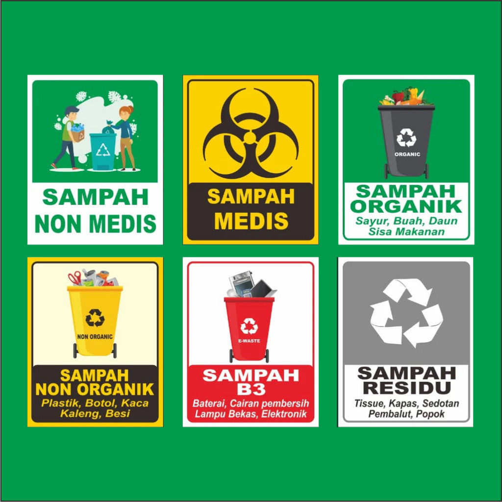 Jual Stiker Sticker Tempat Tong Sampah Non Organik Medis B3 | Shopee ...