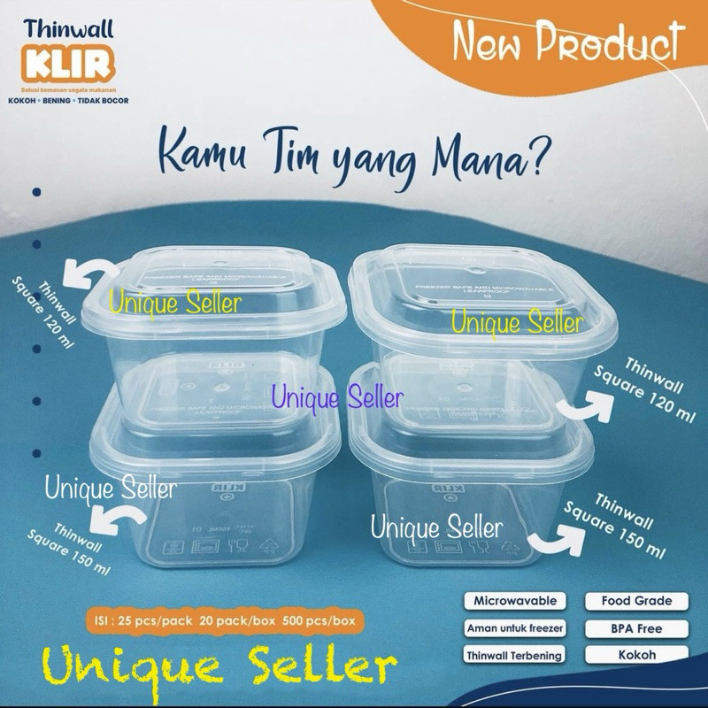 Jual [Isi25] Thinwal Square MINI 120ml 150ml KLIR / Thinwall Kotak ...