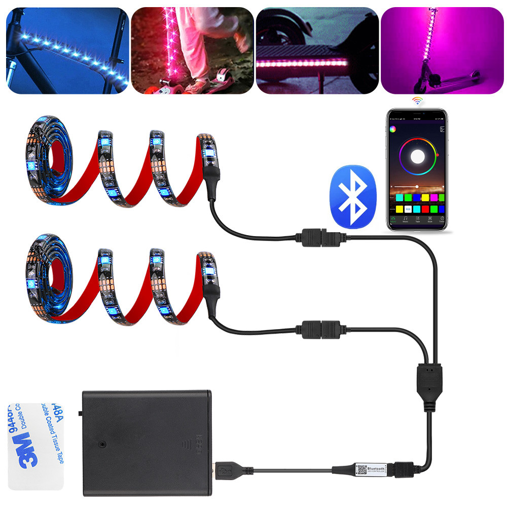 Jual USB Bluetooth RGB Led Strip Light Battery Powered Scooter Flexible Diode Tape Led Backlight ...