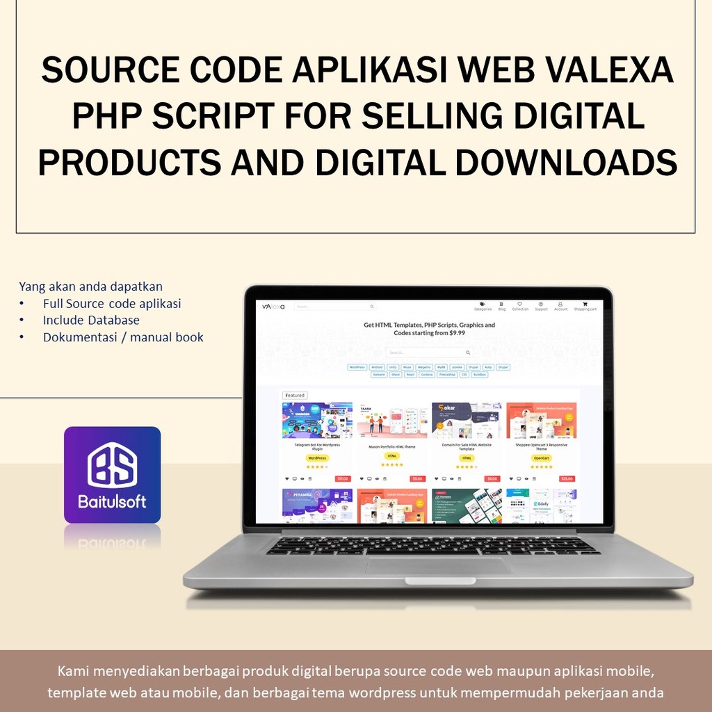 Jual SOURCE CODE APLIKASI WEB VALEXA PHP SCRIPT FOR SELLING DIGITAL PRODUCTS AND DIGITAL ...