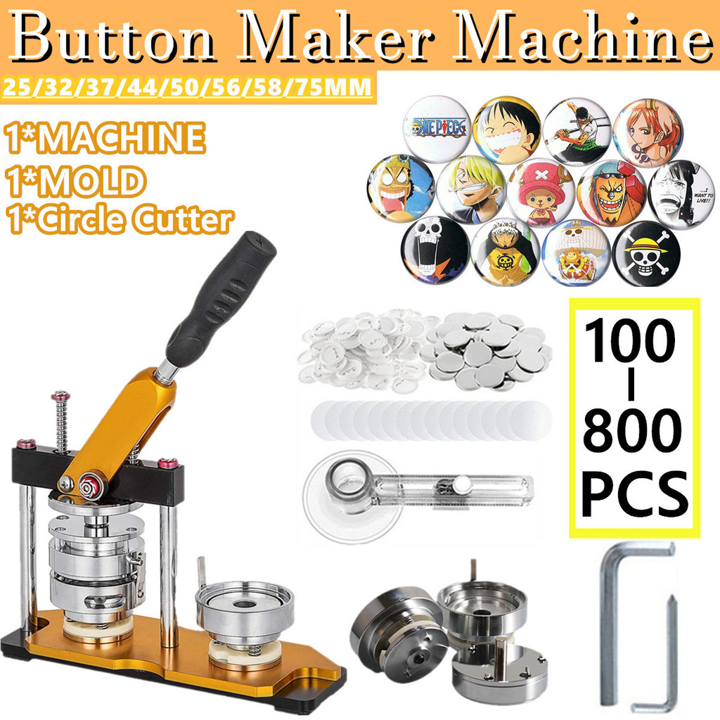Jual 25-75MM Badge Button Maker Machine DIY Pin Badges Set,with 100 ...