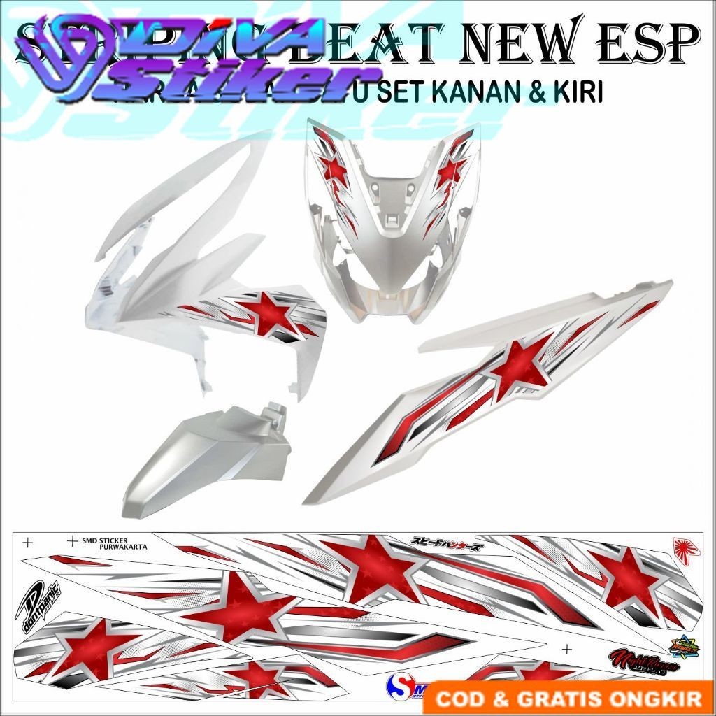Jual STRIPING VARIASI STICKER HONDA BEAT NEW ESP MOTIF BINTANG RACING ...