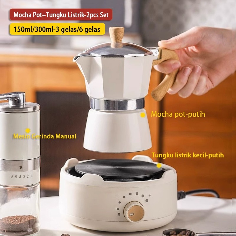 Jual AE45GH78 Set Mocha Pot Espresso Pot Moca Pot Tungku Listrik Set ...