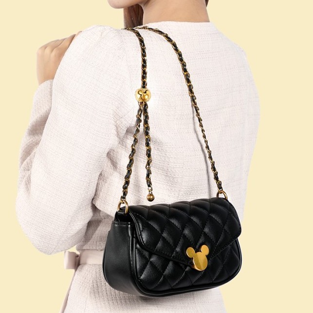 Jual Mesuca Disney Mickey Grid Chain Shoulder Bags - Black | Shopee ...