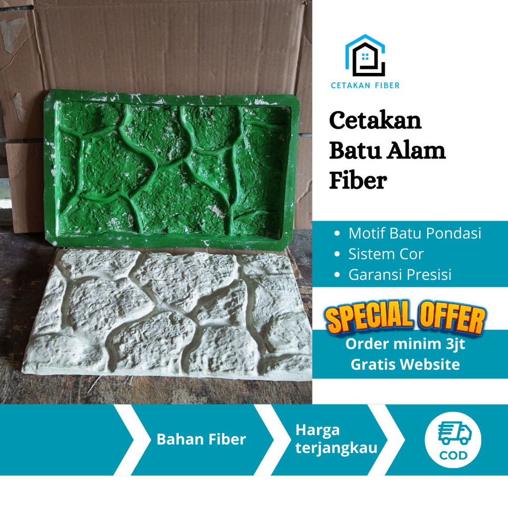 Jual Cetakan batu alam fiber / batu alam tempel dinding /cetakan batu ...