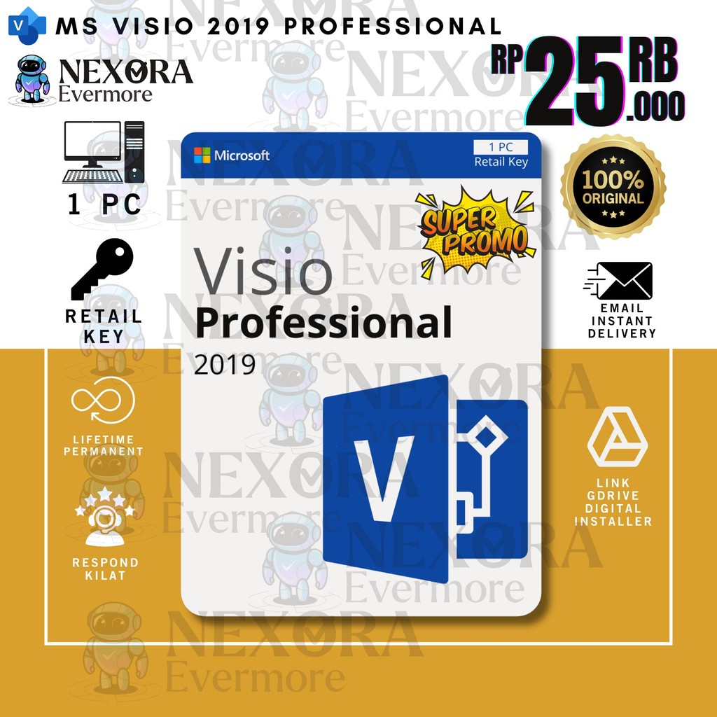 Jual Microsoft Visio 2019 Pro Original Lifetime Permanent License Key 1 ...