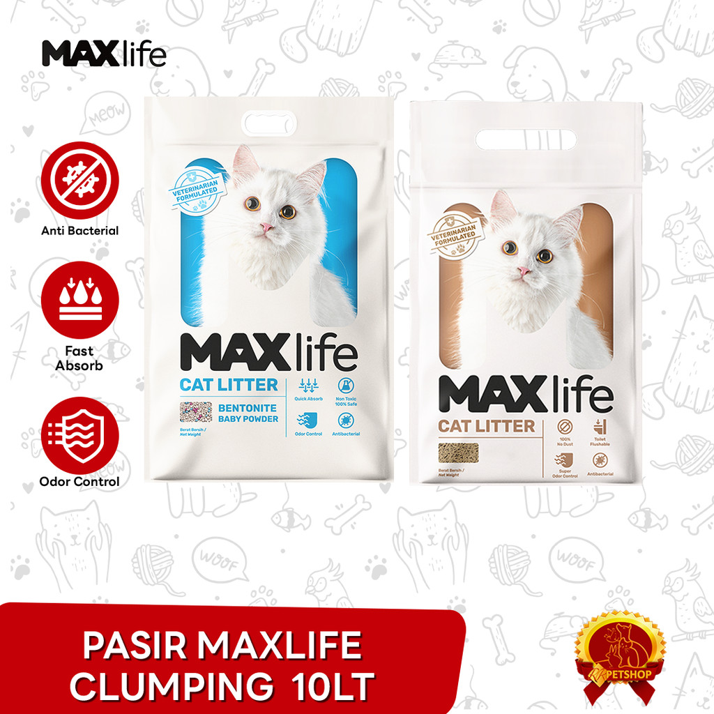 Jual Pasir Kucing Maxlife Gumpal Wangi Clumping Bentonite 10 Liter ...