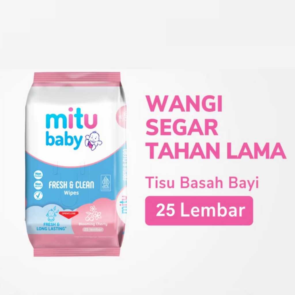 Jual ( 25 sheets kecil ) MITU Baby Tisu Basah Fresh & Clean Wipes ...