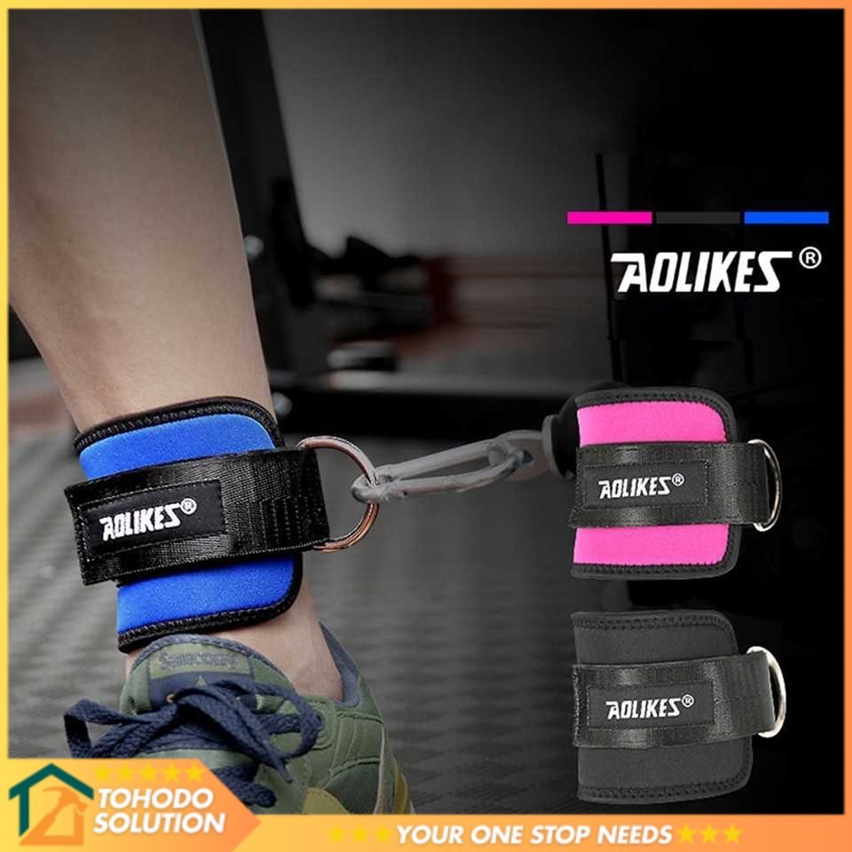 Jual AOLIKES Fitness Gym Adjustable D-Ring Pull Ankle Strap Support 1 ...