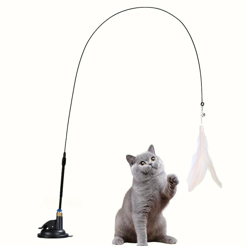 Jual Cat Teaser Toy - Interactive Bell & Feather Wand - Long Suction ...