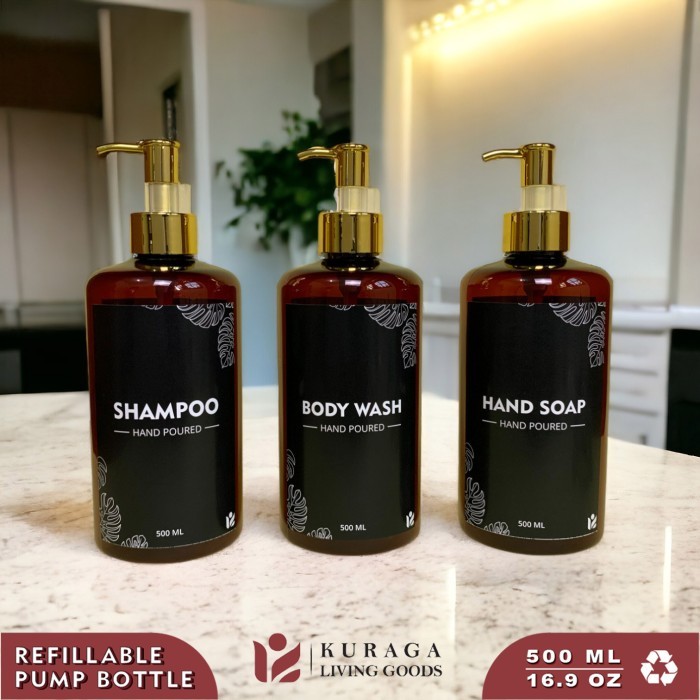 Jual Botol Refill Sabun Cair 500mL Amber Minimalis Estetik Botol Sabun ...