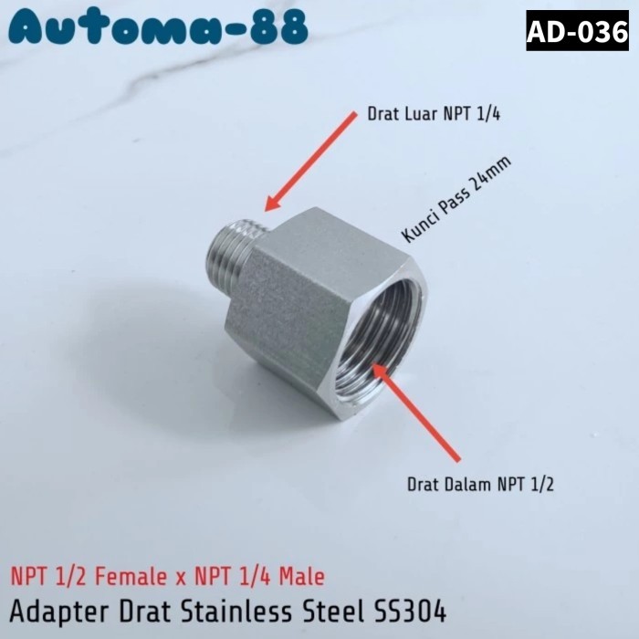 Jual MD99 AD-036 Adapter Drat Dalam NPT 1/2 inch Female cewek x Drat ...
