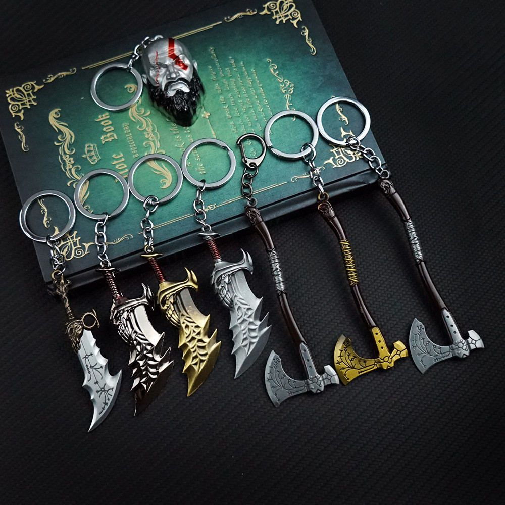 Jual God of War Keychain Kratos Axe Leviathan Key Chain Keyring Blades ...