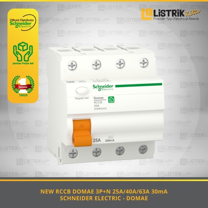 Jual NEW RCCB DOMAE 3P+N 25A/40A/63A 30mA SCHNEIDER ELECTRIC - DOMR014 ...