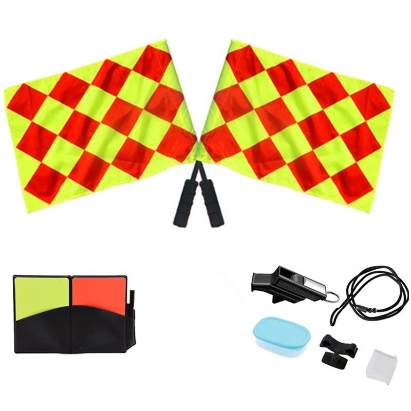 Jual Soccer Referee Flag with Coin Whistle Red and Yellow Card Tool ...
