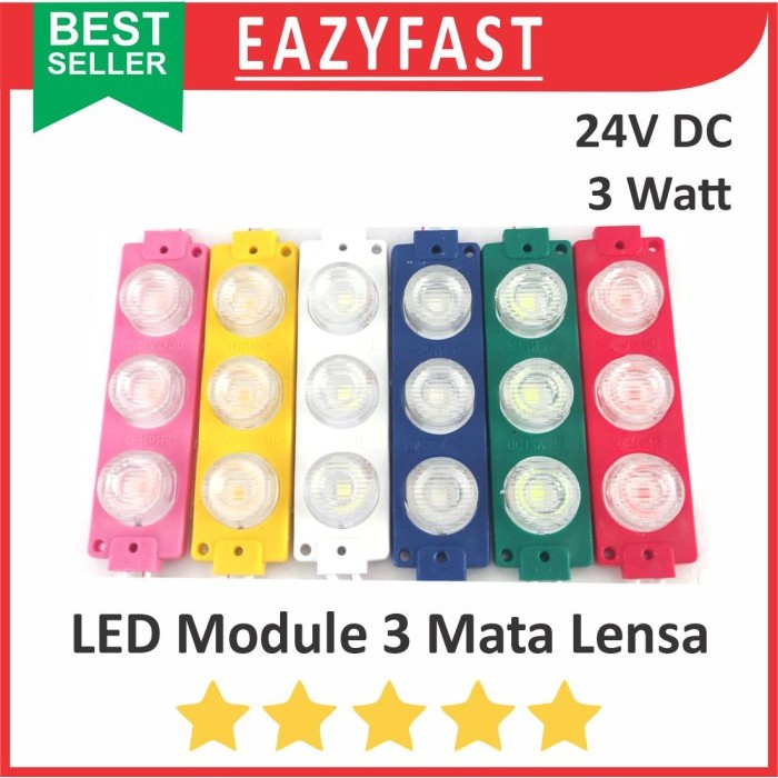 Jual Lampu LED Strip Module Modul 3 Mata Lensa 24V DC 24 V Volt Mobil Truk | Shopee Indonesia
