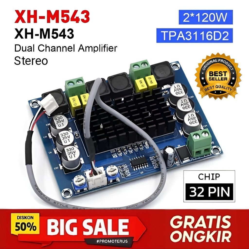 Jual Kit Power Amplifier Class D TPA3116D2 12V-24V 2x120 Watt | Shopee ...