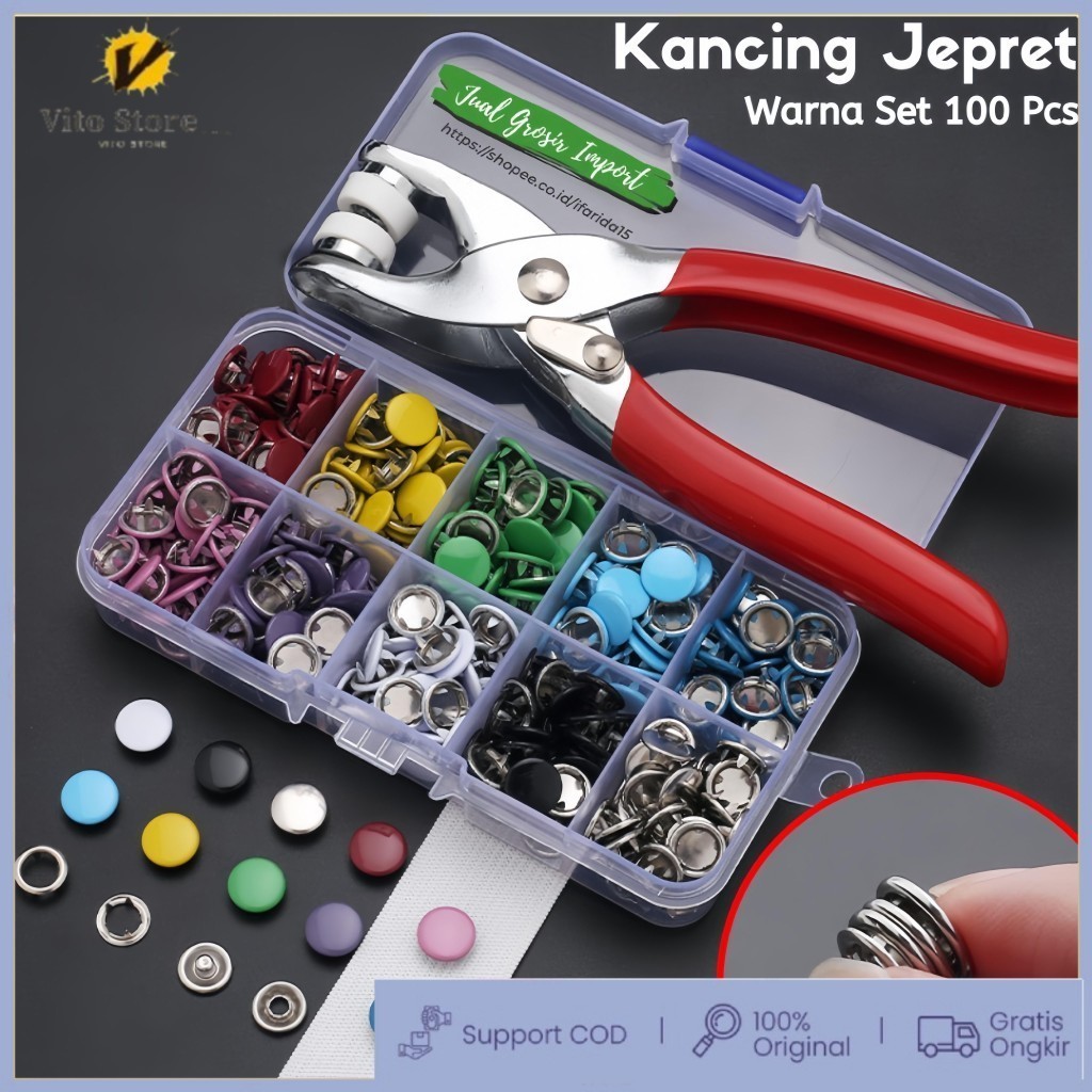 Jual （COD）400/800 Pcs Tang Kancing Tang Kancing Jepret Alat Pemasangan ...