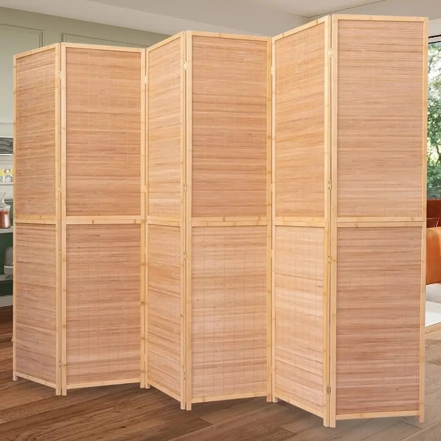 Jual New 6 Panel Bamboo Room Divider 6 FT Tall Folding Privacy Screen ...