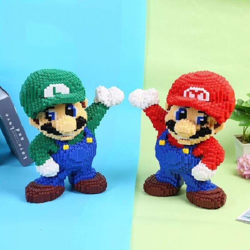 Jual 35cm Super Marios Bros Big Building Blocks Anime Figure Cartoons ...