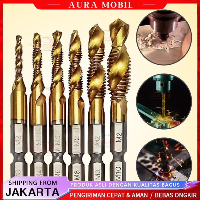 Jual Mata Bor Multifungsi 6 PCS Mata Bor Pembuat Ulir Drat Drill Tap ...