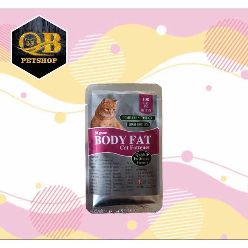 Jual body fat 50 gram/ vitamin penggemuk kucing | Shopee Indonesia