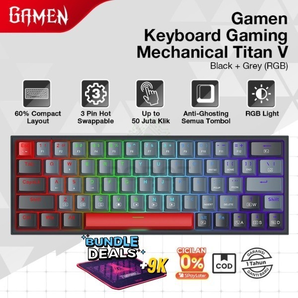 Jual GAMEN Titan V Compact Mechanical Keyboard Outemu Blue Switch ...
