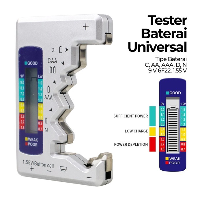 Jual Alat Tester Baterai Universal Test Battery Capacity Checker AA AAA ...