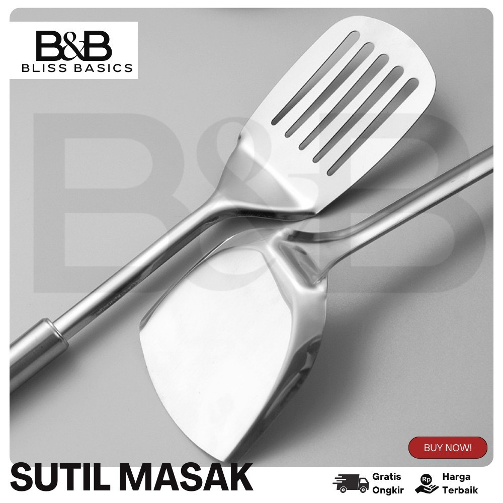 Jual B&B Sutil stainless Stainless Steel Ladle/Spatula Turner Gagang ...