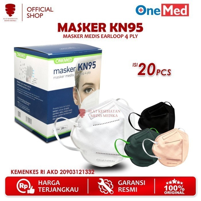 Jual Onemed Masker N95 Isi 20 Face Mask Earloop Disposable Medis Debu ...