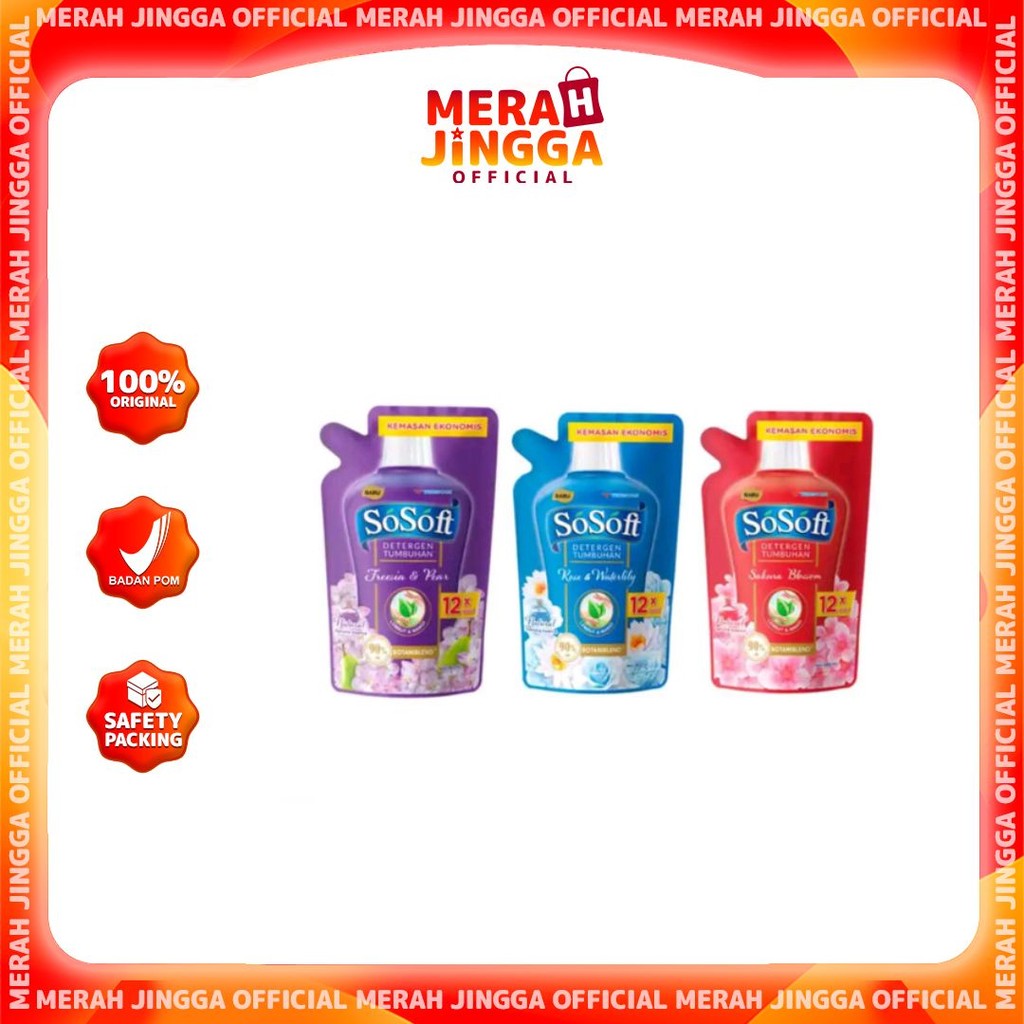 Jual So Soft Liquid Detergen Tumbuhan Kemasan Pouch 360ml | Merah ...