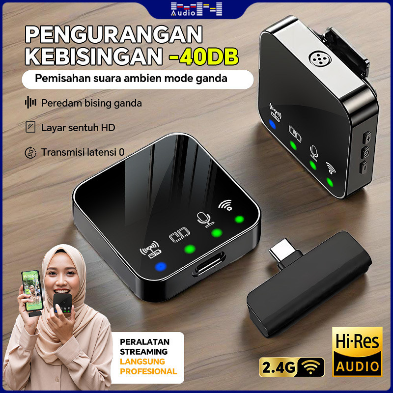 Jual Wireless Clip on Mic Microphone hp Lavalier Dual Mikrofon Plug ...