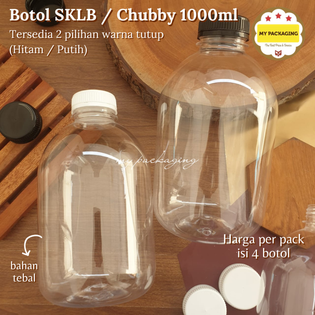 Jual 4 Botol Plastik KALE SKLB 1 liter Gendut Gemuk Cubby- 1000ml TEBAL ...