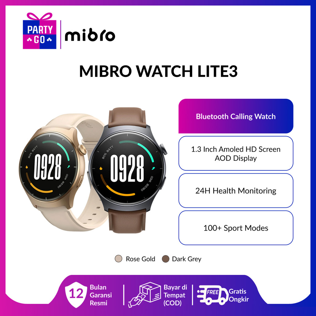 Jual Mibro Official Lite3 Amoled Smartwatch 1.3” Bluetooth call jam ...