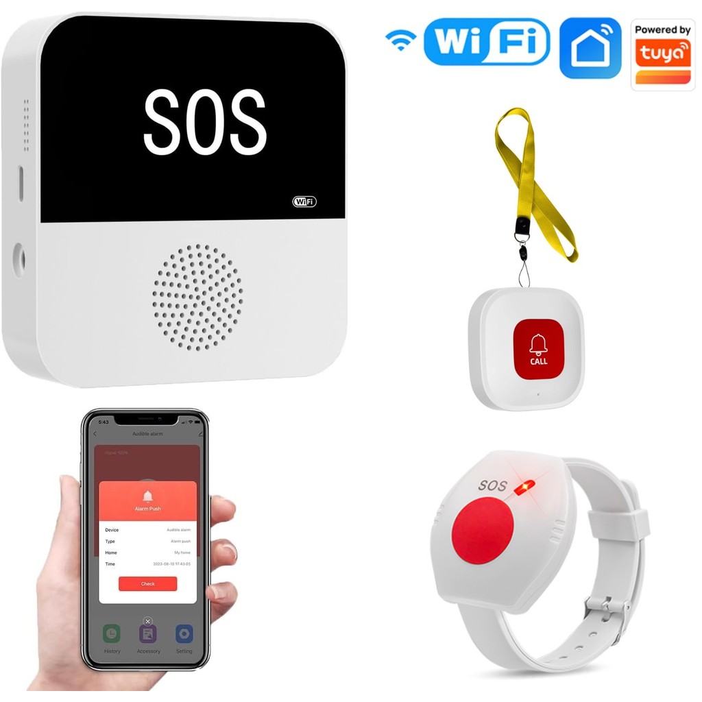 Jual Wireless WiFi Elderly Caregiver Pager SOS Call Button Emergency ...