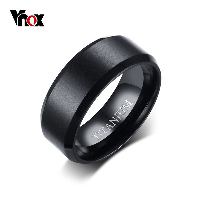 Jual Vnox Ring Men Titanium Black Wedding Bands Engagement Ring 8mm ...