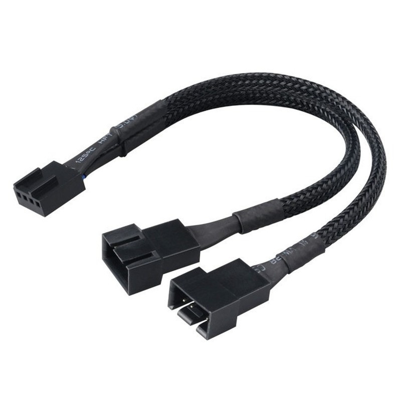 Jual 4 Pin Pwm Fan Cable 1 To 1/ 2/3/4 Ways Splitter Black Sleeved 27cm ...