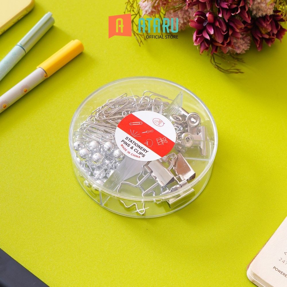 Jual Ataru Set Klip Penjepit Kertas 4 Desain Mix - Silver Binder Clip ...