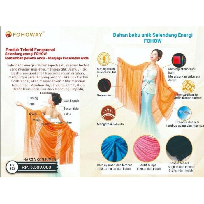 Jual Fohoway Selendang Energi Fohoway ORIGINAL Hitam Orange Biru ...