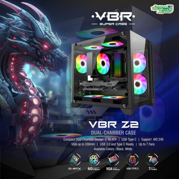 Jual Casing VBR Z2 M-ATX USB Type-C DUAL CHAMBER - mATX GAMING CASE | Shopee Indonesia