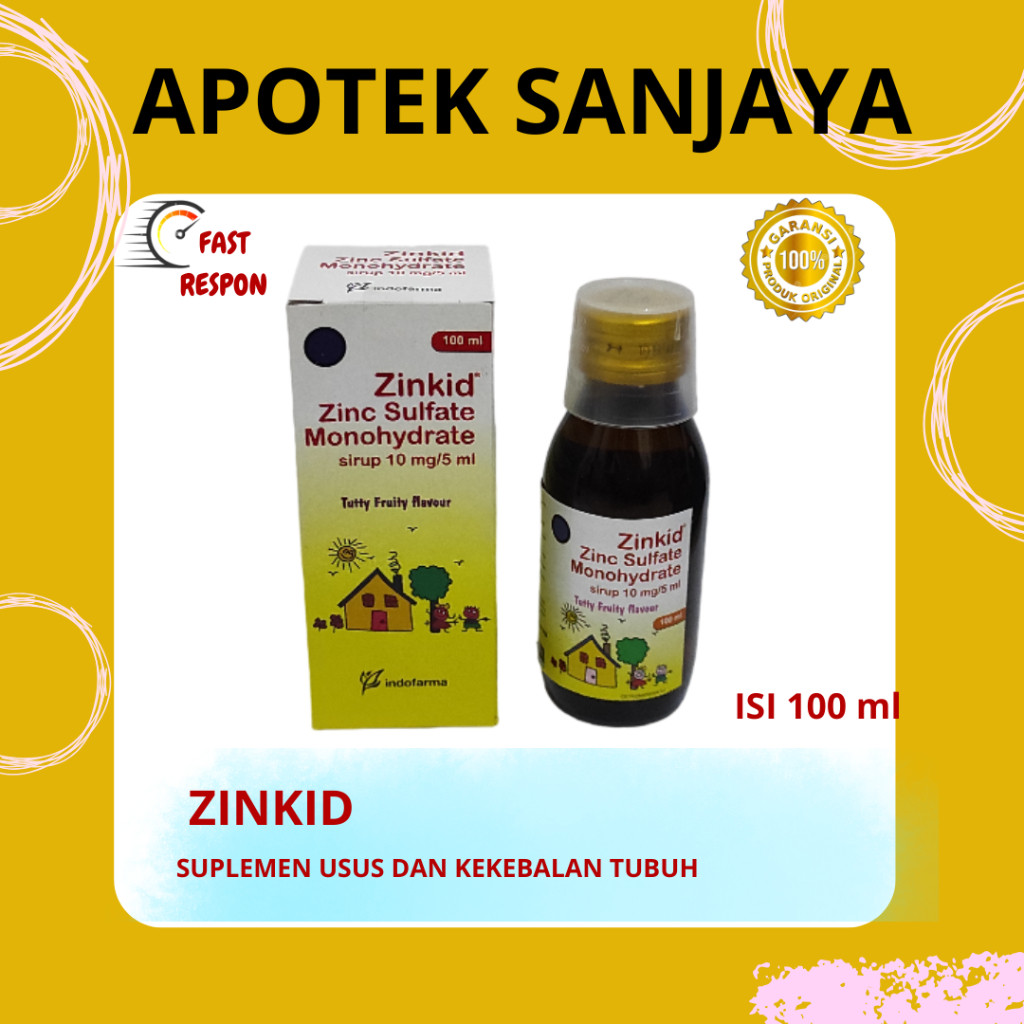 Jual ZINKID SIRUP/ZINK/ISI 100 ML/VITAMIN USUS ANAK/OBAT DIARE ANAK ...