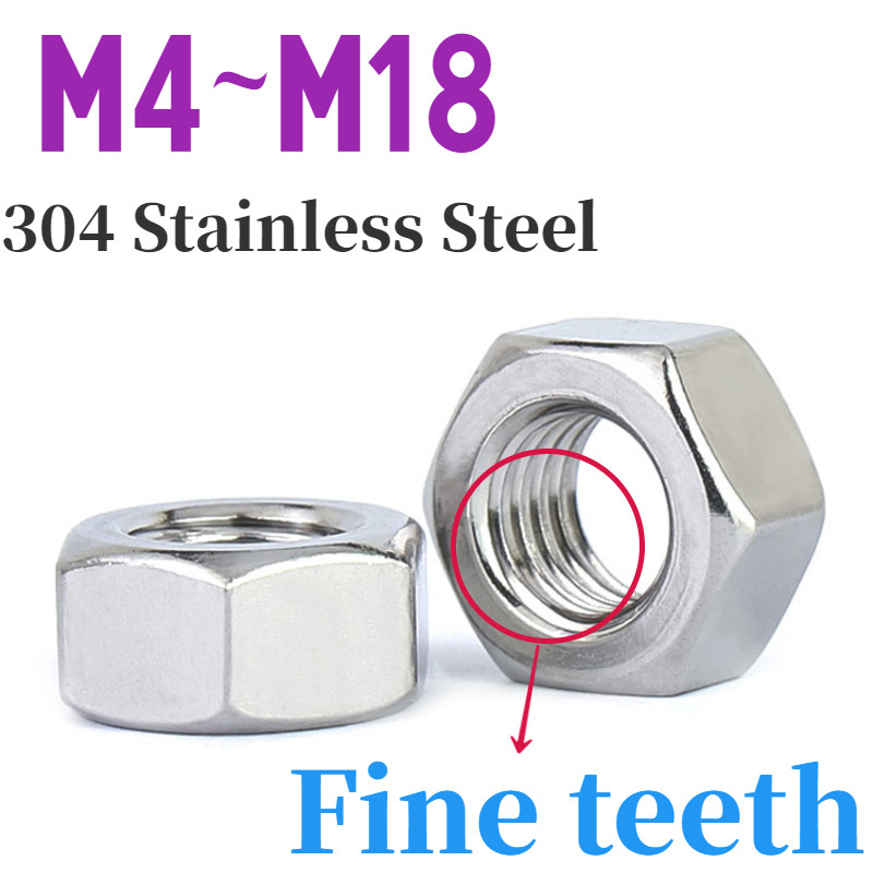 Jual 304 Stainless Steel Fine Thread Lock Nut M4 M5 M6 M8 M10 M12 M14 ...