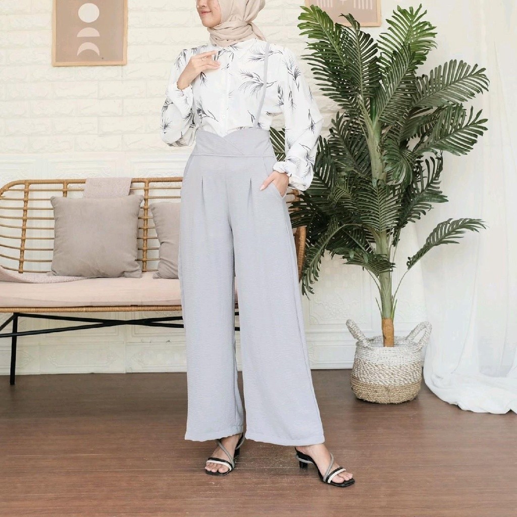 Jual NAJWA - Jumpsuit Overall Jolly Wanita Motif hawai cringkle ...