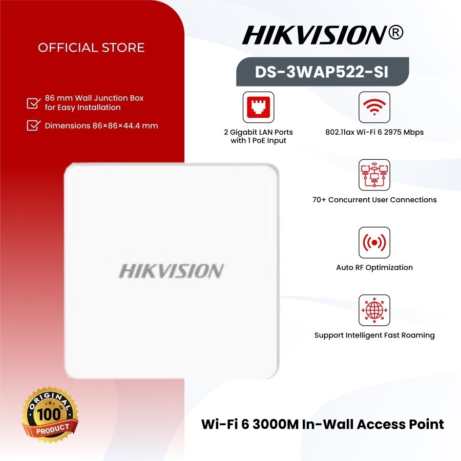 Jual Hikvision DS-3WAP621E-SI Access Point Wireless WiFi 6 AX3000 Dual ...