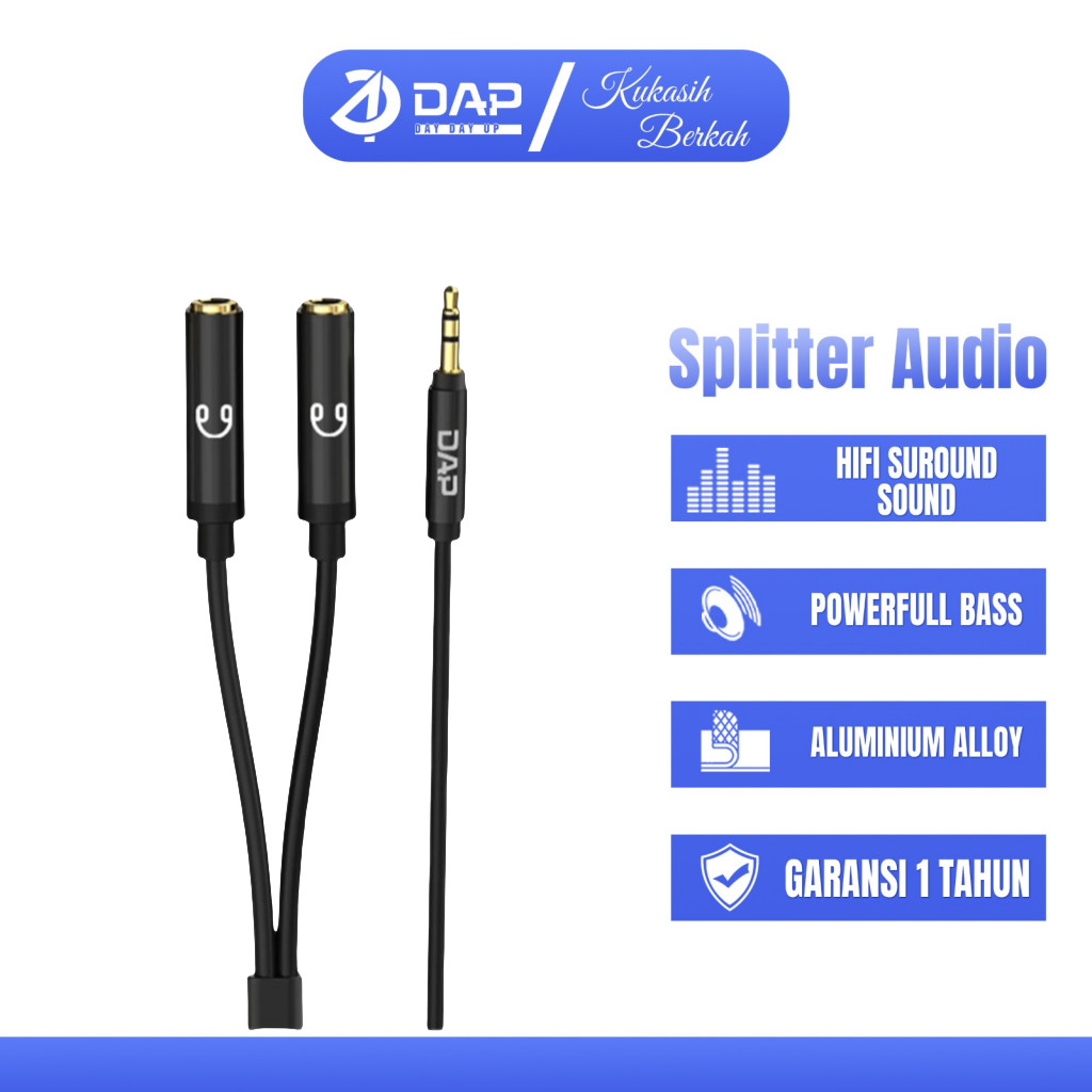 Jual Kabel AUX Splitter 3.5mm Male to 2 Female 3.5mm Audio Original DAP ...