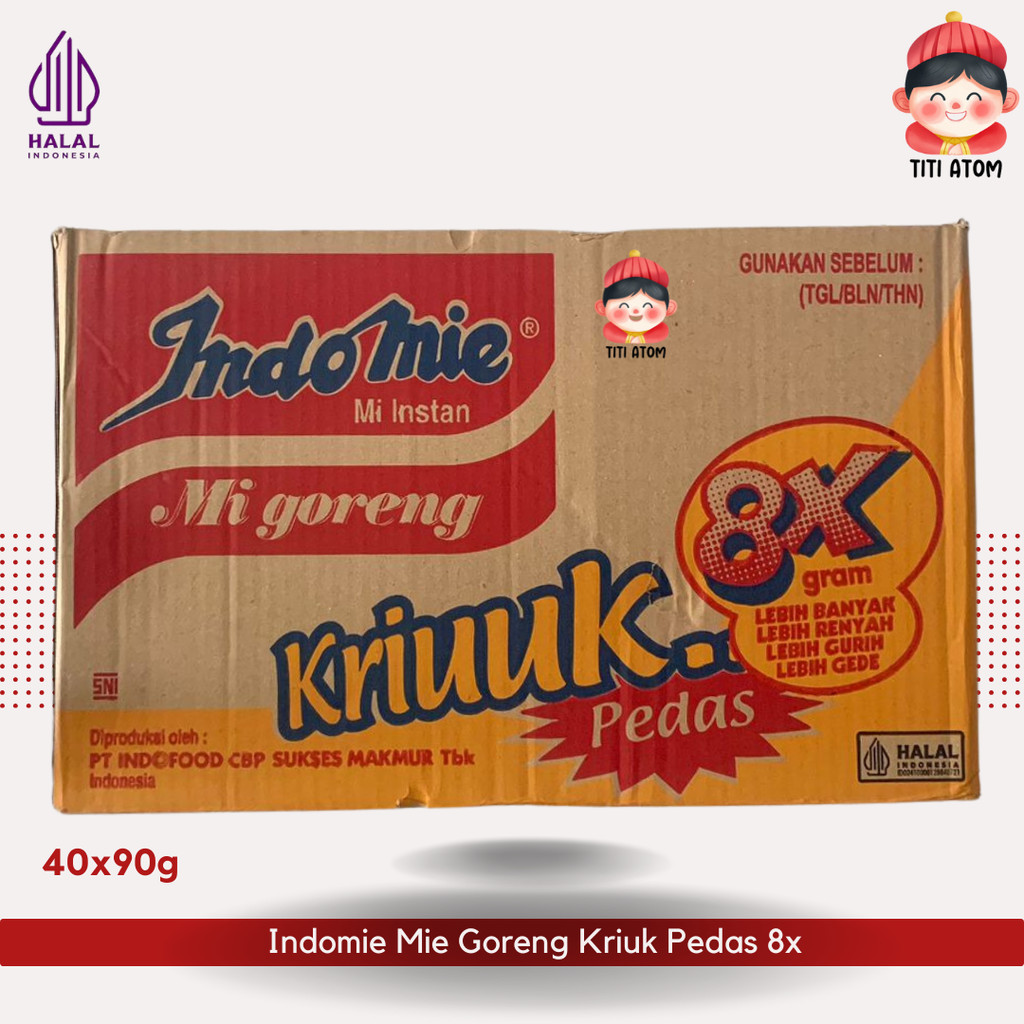 Jual Indomie Mie Instant Goreng Kriuk Pedas 8x KARTON 1 DUS 40pcs x 90g ...