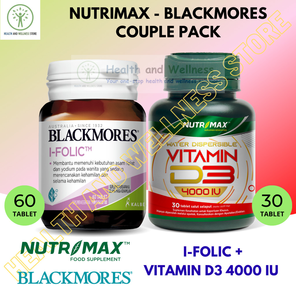 Jual Blackmores I Folic 60 Tablet Dan Nutrimax Vitamin D3 4000 IU 30 Tablet Paket | Shopee Indonesia